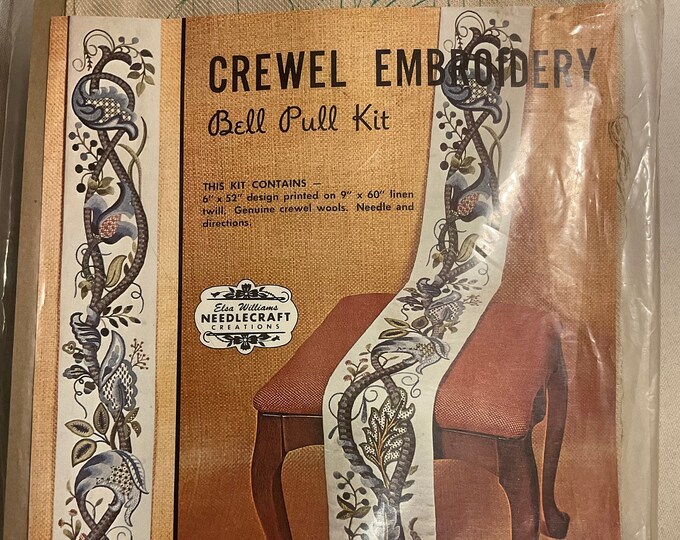 Vintage 70s Crewel Work Bell Pull Embroidery Kit Elsa Williams 6 X 52 ...