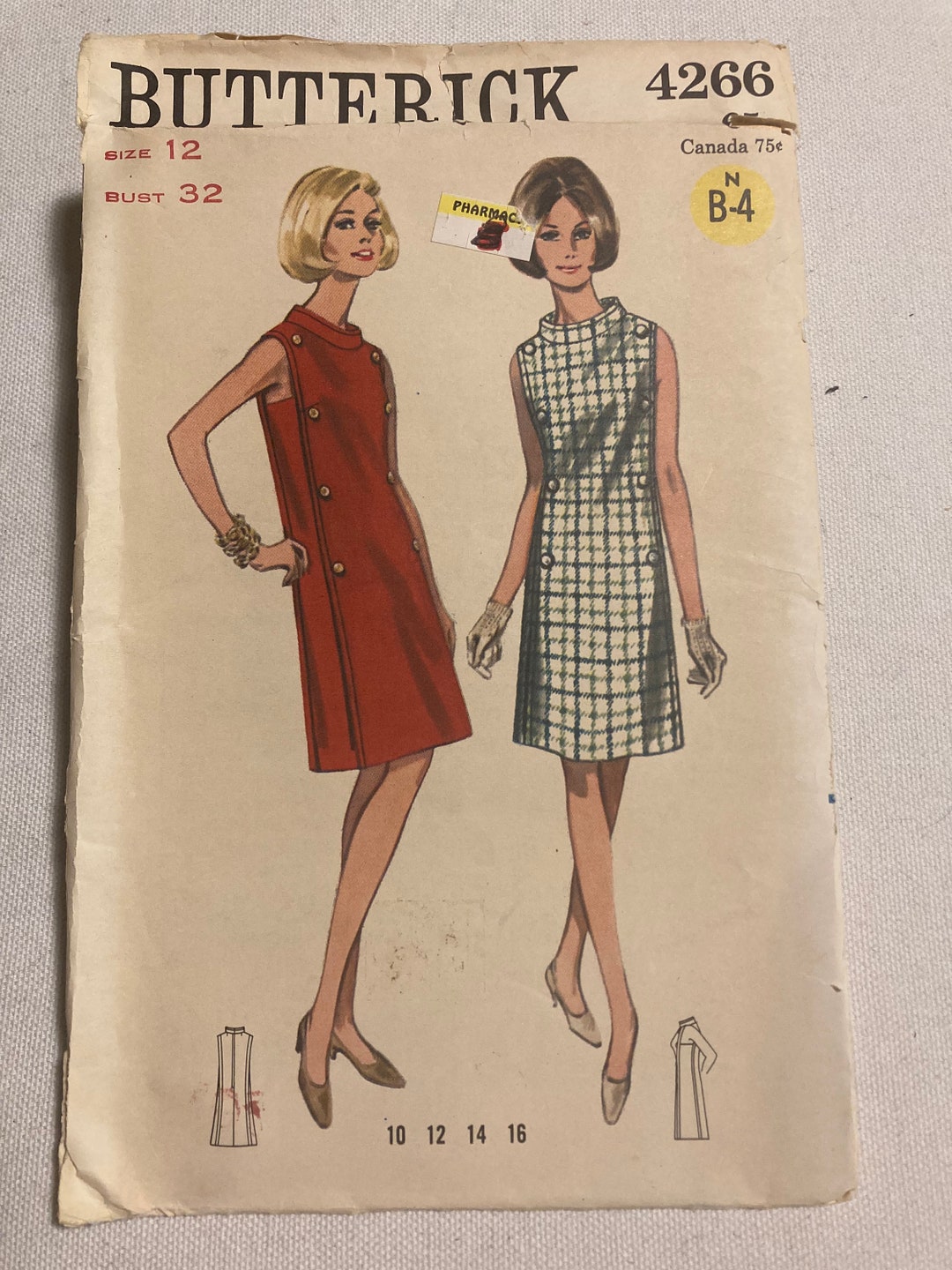 Vintage 60s Butterick 4266 Sheath Dress Pattern B32 - Etsy