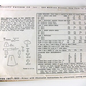 Simplicity 3801 Vintage 1950's Girl's Party Dress Pattern W/variations ...