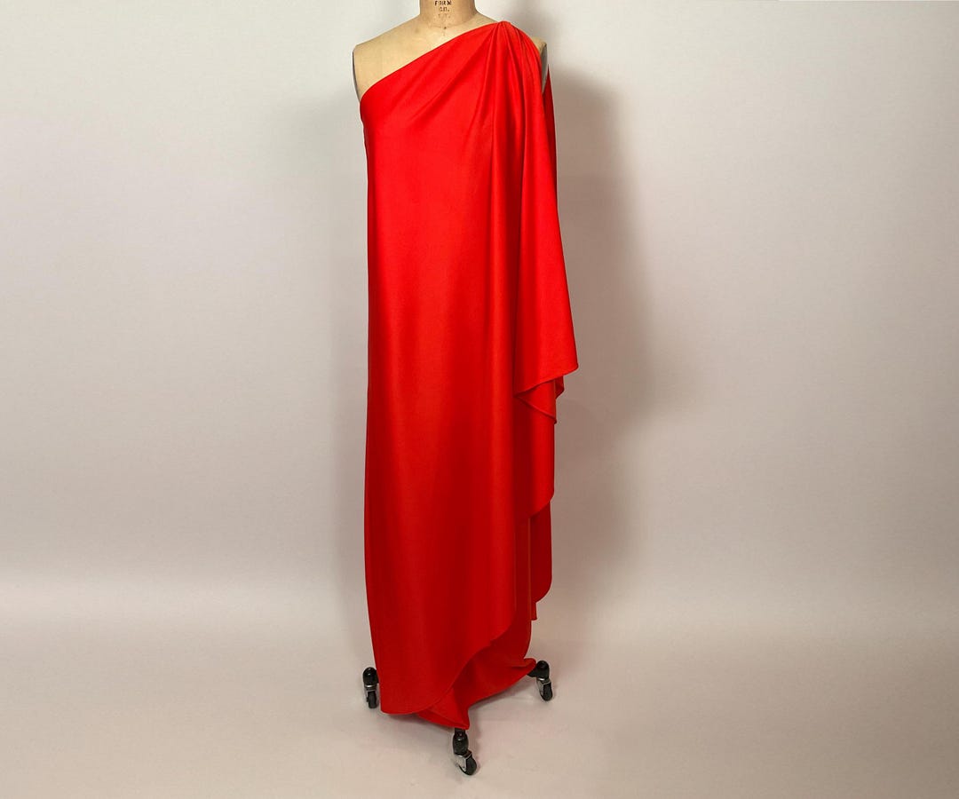 Vintage 70’s Halston IV Toga Evening Gown in Red Jersey From Dorian ...