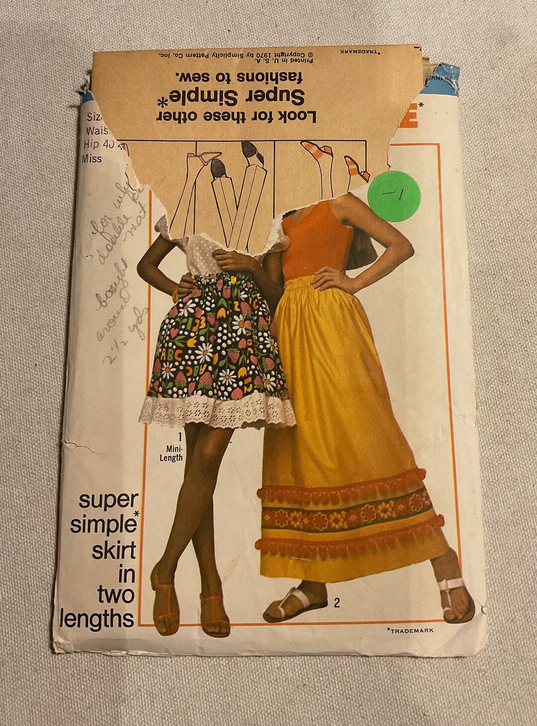 Vintage Learn to Sew Skirt Pattern Simplicity 9232 S Large W29/31 - Etsy