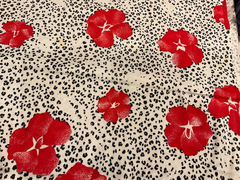 Vintage 80’s Cotton Knit Animal & Floral Print 3+ Yds. X 60” - Etsy