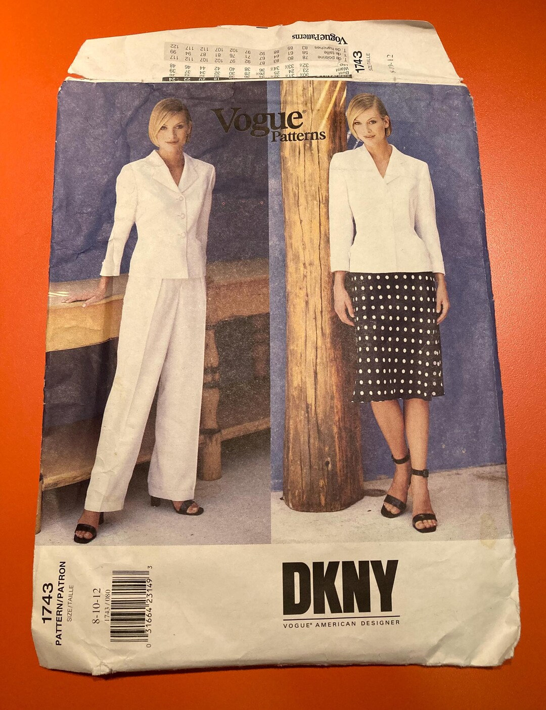 Vintage 90’s Vogue DKNY 1743 Suit Pattern Jacket, Skirt Pants S8-10 - Etsy