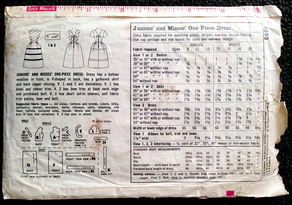 Vintage Early 1960's Party Dress Pattern Simplicity 4595 | Etsy