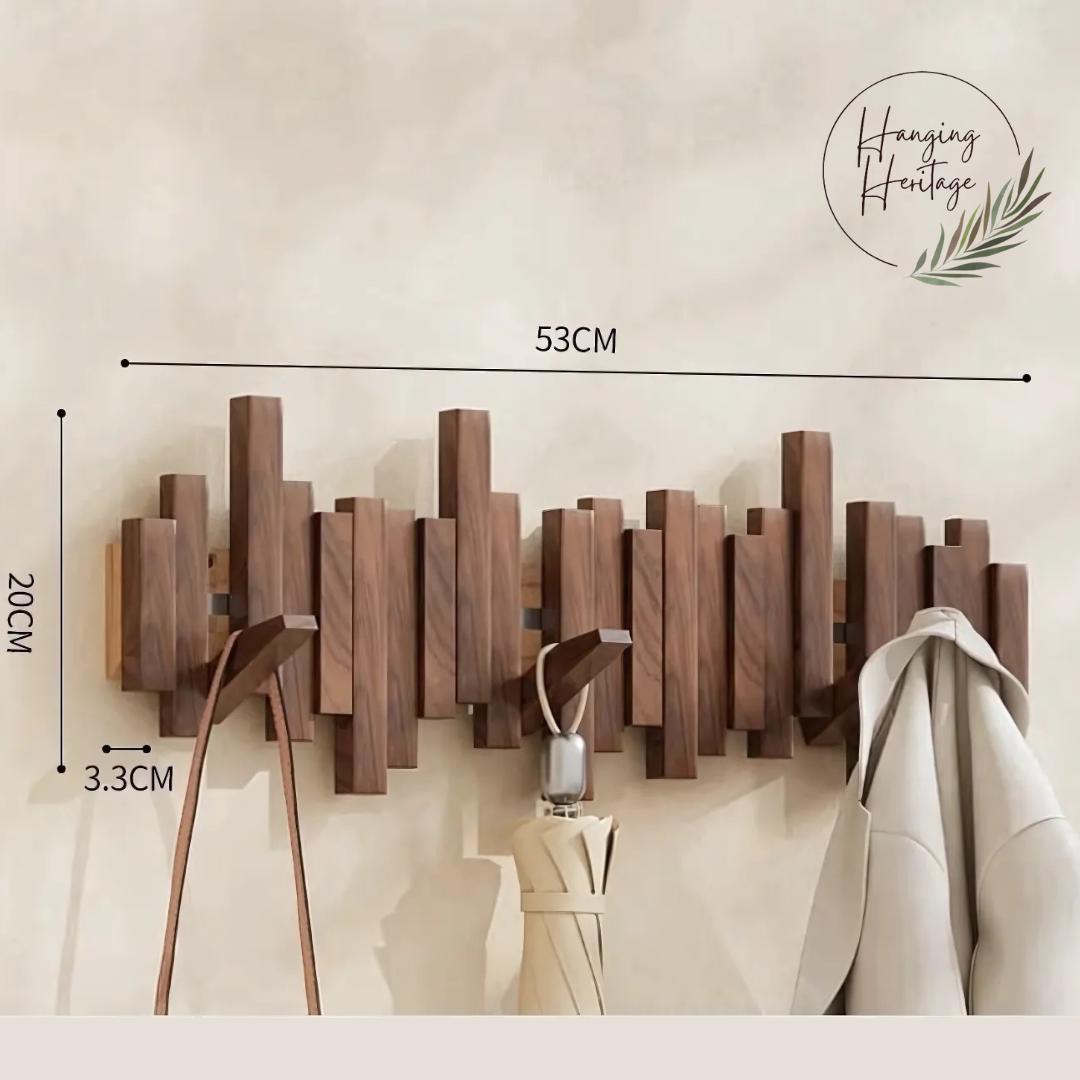 Piano Coat Rack: Natural Wood Flip-down Wall-mounted Entryway Organizer ...