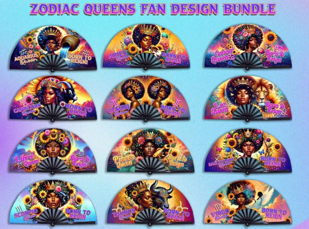Zodiac Queen Fans - Etsy