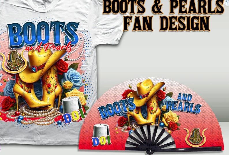 DOI Boots & Pearls Unisex T-shirt and Fan - Etsy