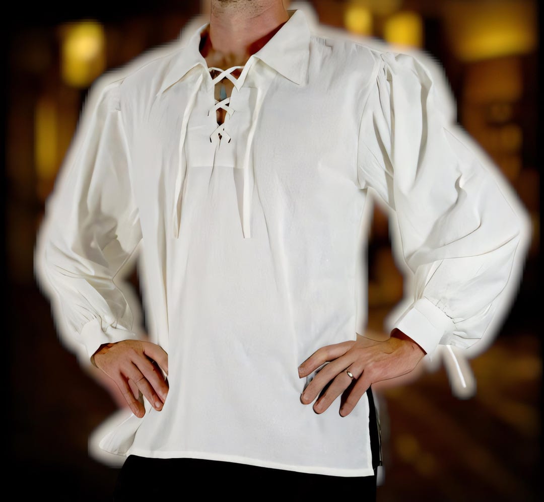 Men's Medieval Pirate Tunic Lace-up Shirt - Renaissance, LARP & Cosplay ...