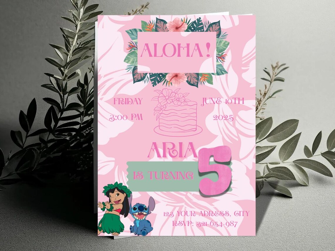 Stitch Birthday Invitation Template: Customizable Canva Design (digital ...