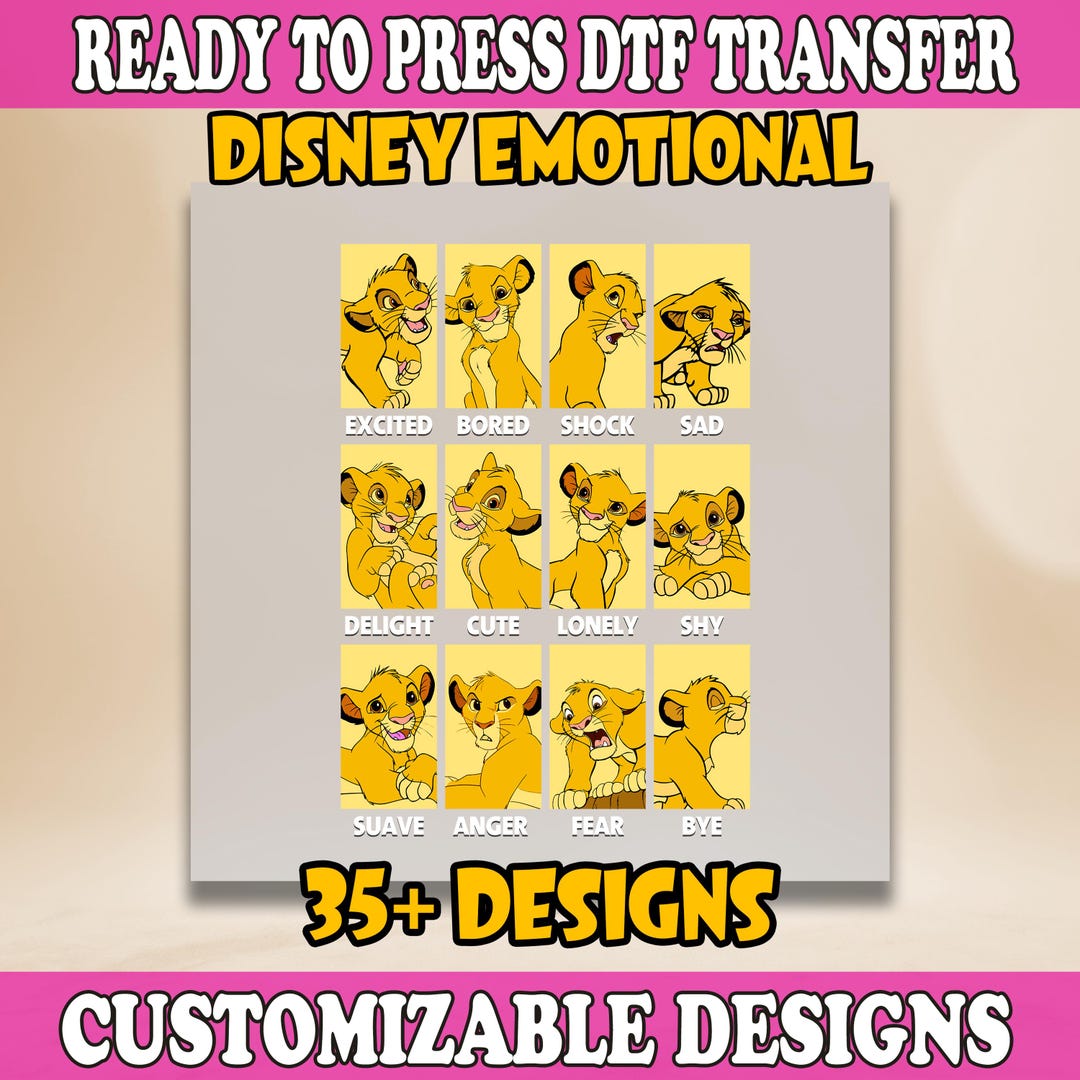 Disney Lion King DTF Transfer, Lion King Simba DTF, Animal Kingdom ...