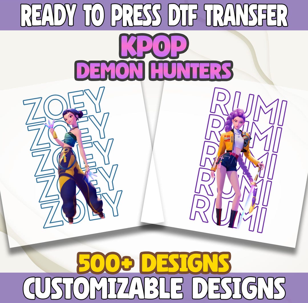 Kpop Demon Hunters DTF Transfer, Zoey, Rumi Print Transfers, Cute Anime ...