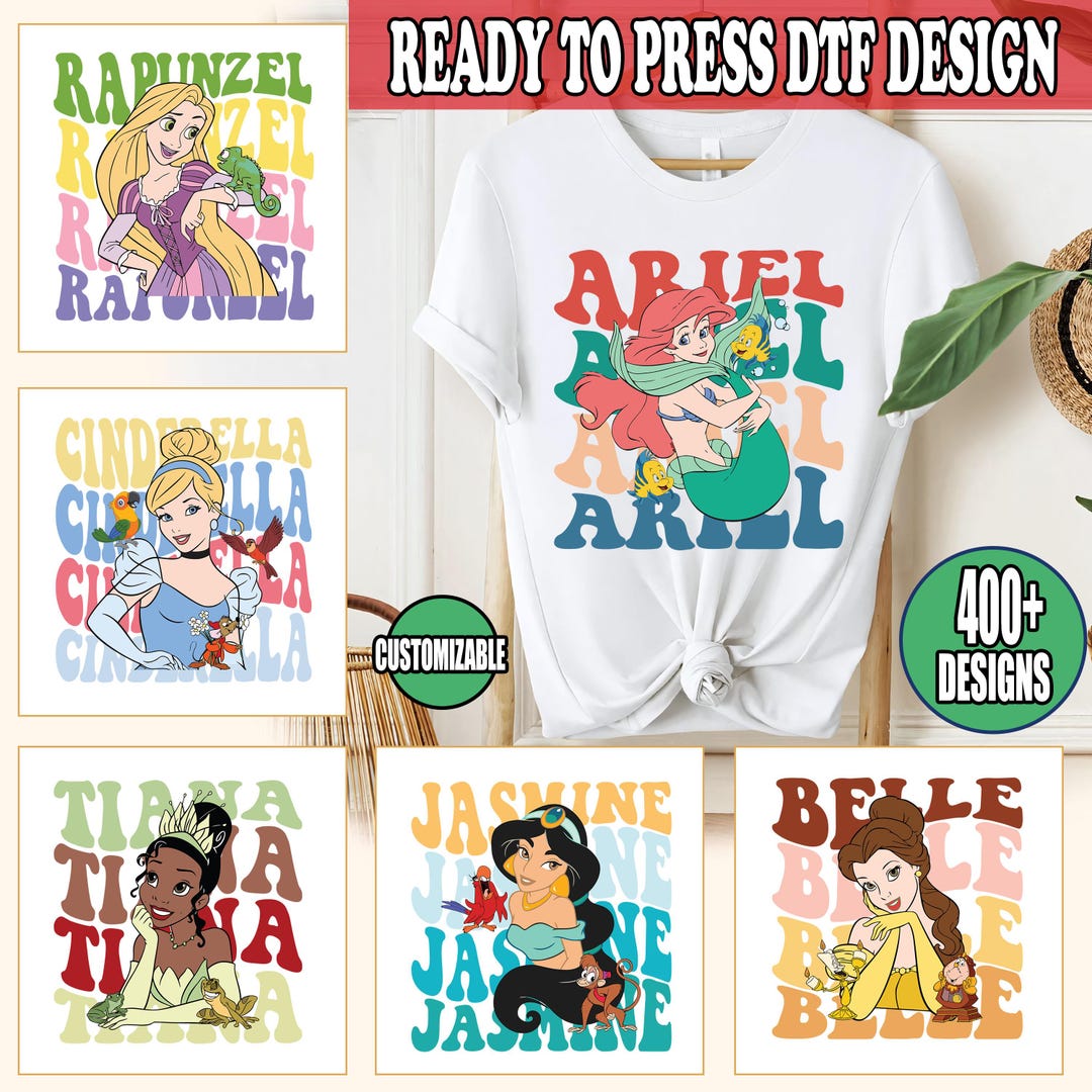 Disney Princess DTF Transfer, Princess Squad DTF, Disney Ready to Press ...