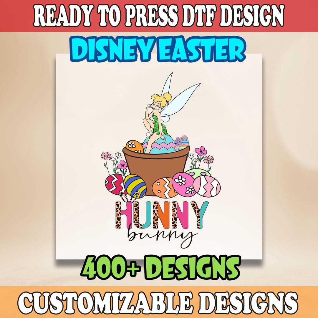 Disney Tinkerbell Easter DTF Transfer, Happy Easter Heat Transfer ...