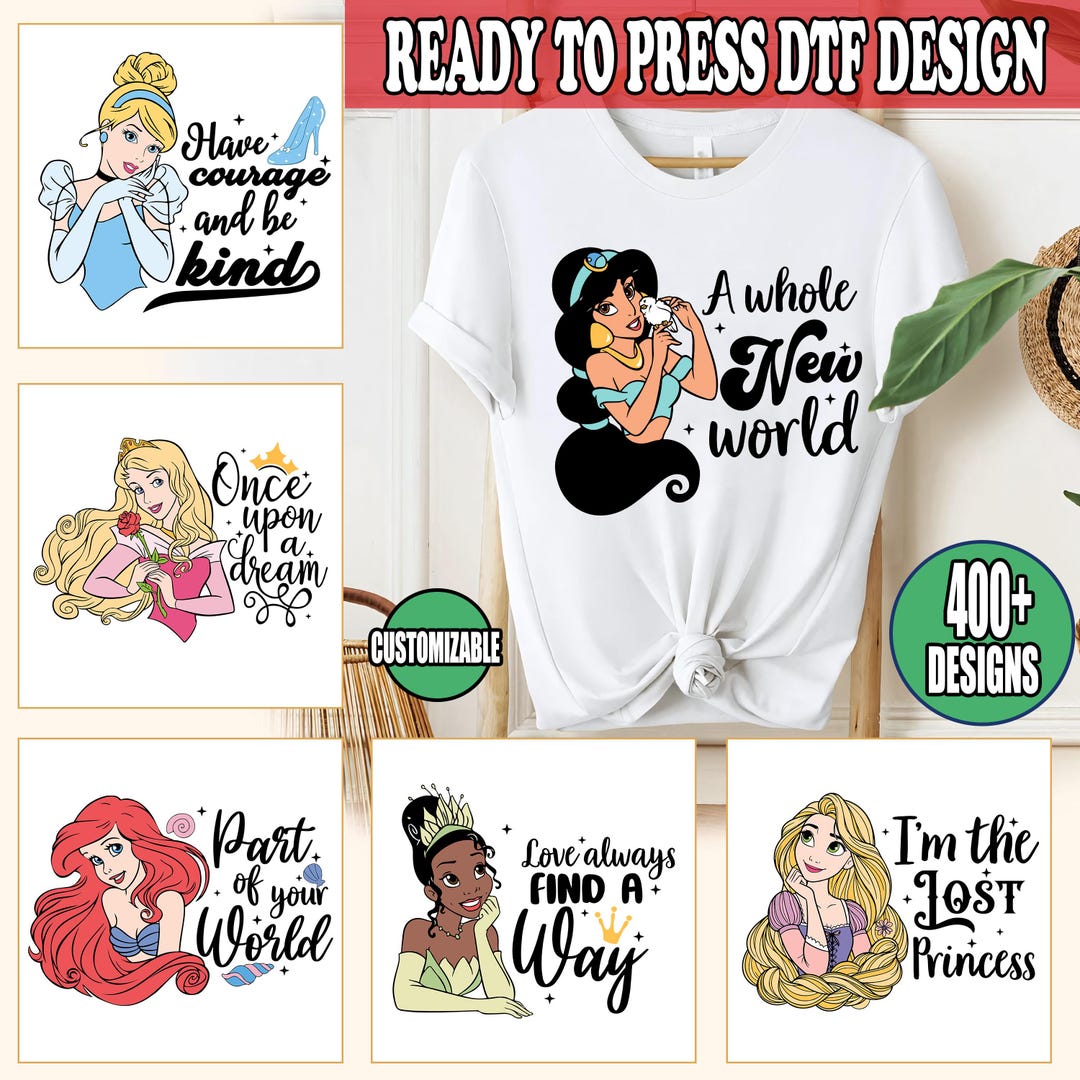 Disney Princess DTF Transfer, Princess Squad DTF, Disney Ready to Press ...