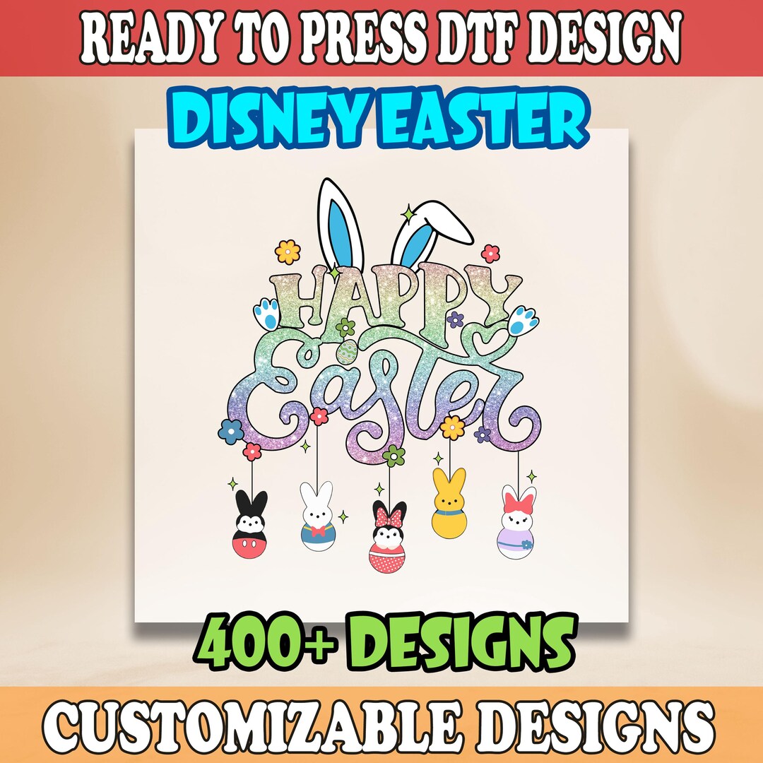 Disney Happy Easter DTF Transfer, Mickey and Friend Easter Heat ...