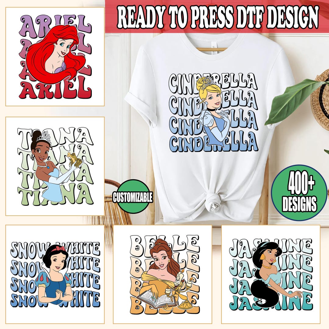 Disney Princess DTF Transfer, Princess Squad DTF, Disney Ready to Press ...