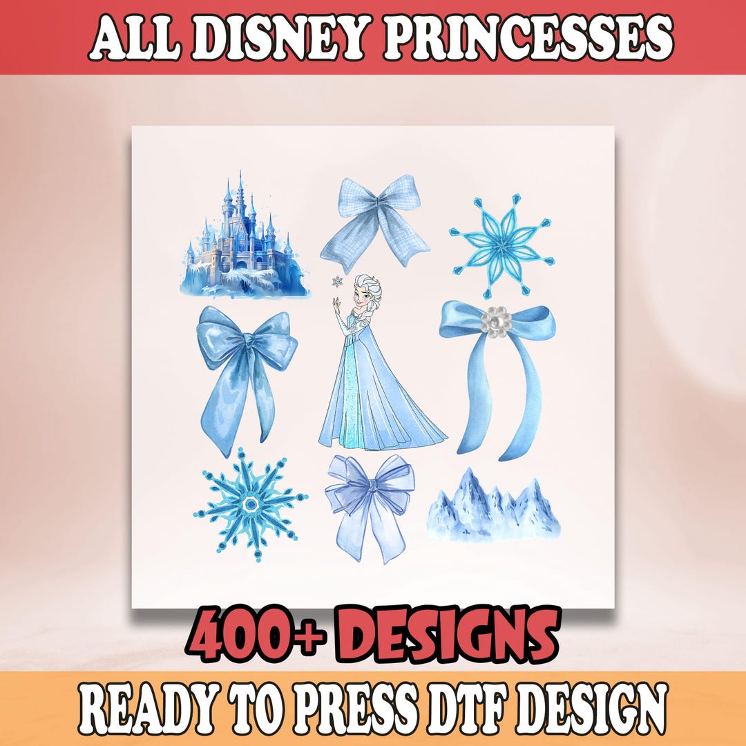 Princess Elsa Bow DTF Transfer, Frozen DTF, Disney Girls Trip Ready to ...