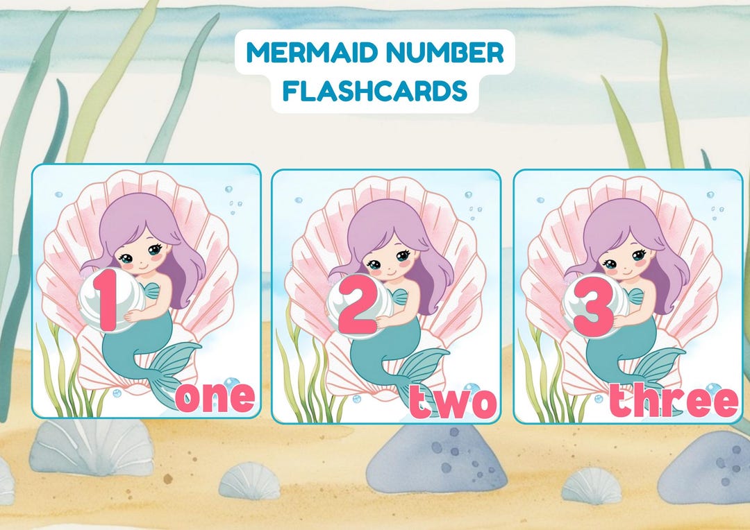 Mermaid Themed Number Flashcards Fun & Engaging Early Math Learning - Etsy