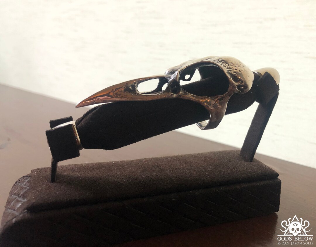 Sterling Silver Crow Skull Ring - Etsy