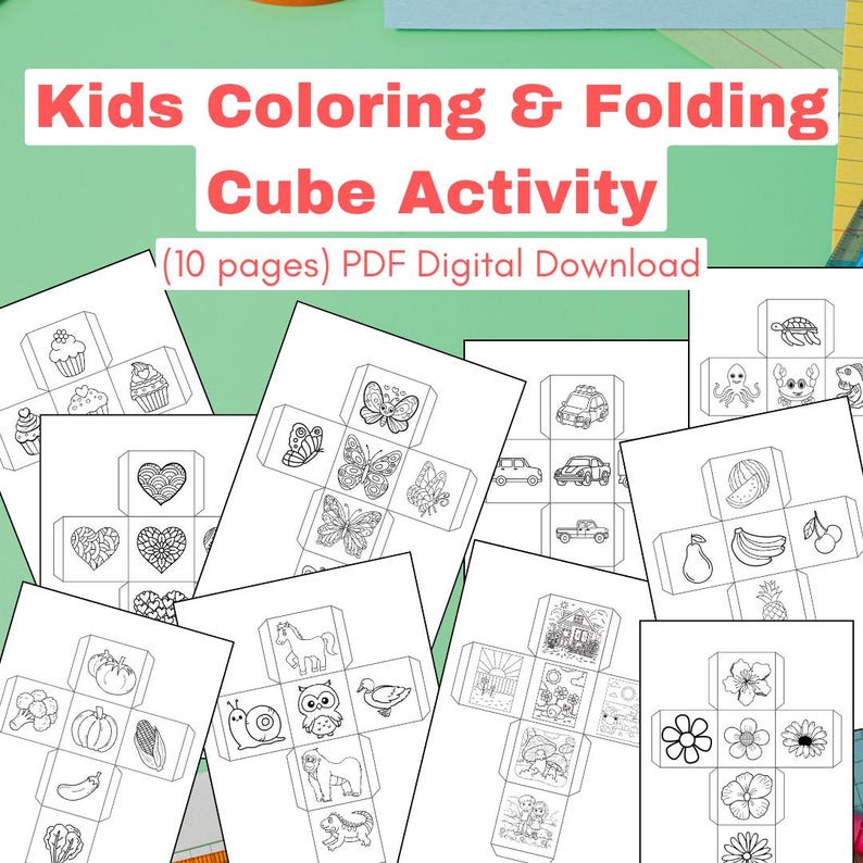 Coloring and Folding Cube Activity for Kids , School Activity , Kids ...