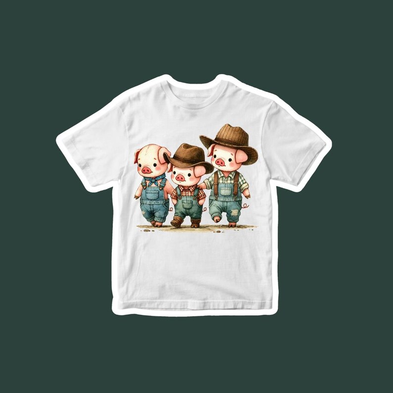 Three Little Pigs PNG: Farmer Pig Story Illustration (digital Download ...
