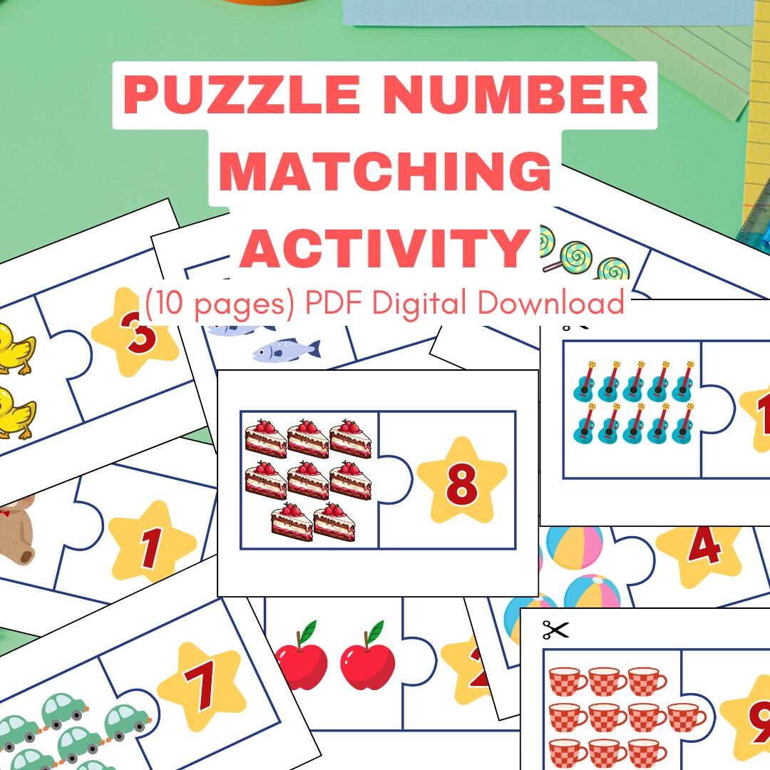 Number Matching Puzzle: Pre-school Learning Activity (PDF Digital ...