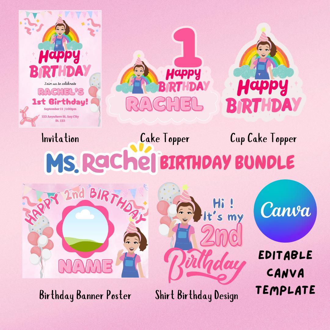 Miss Rachel Birthday Bundle: Editable Party Kit (canva Template) - Etsy