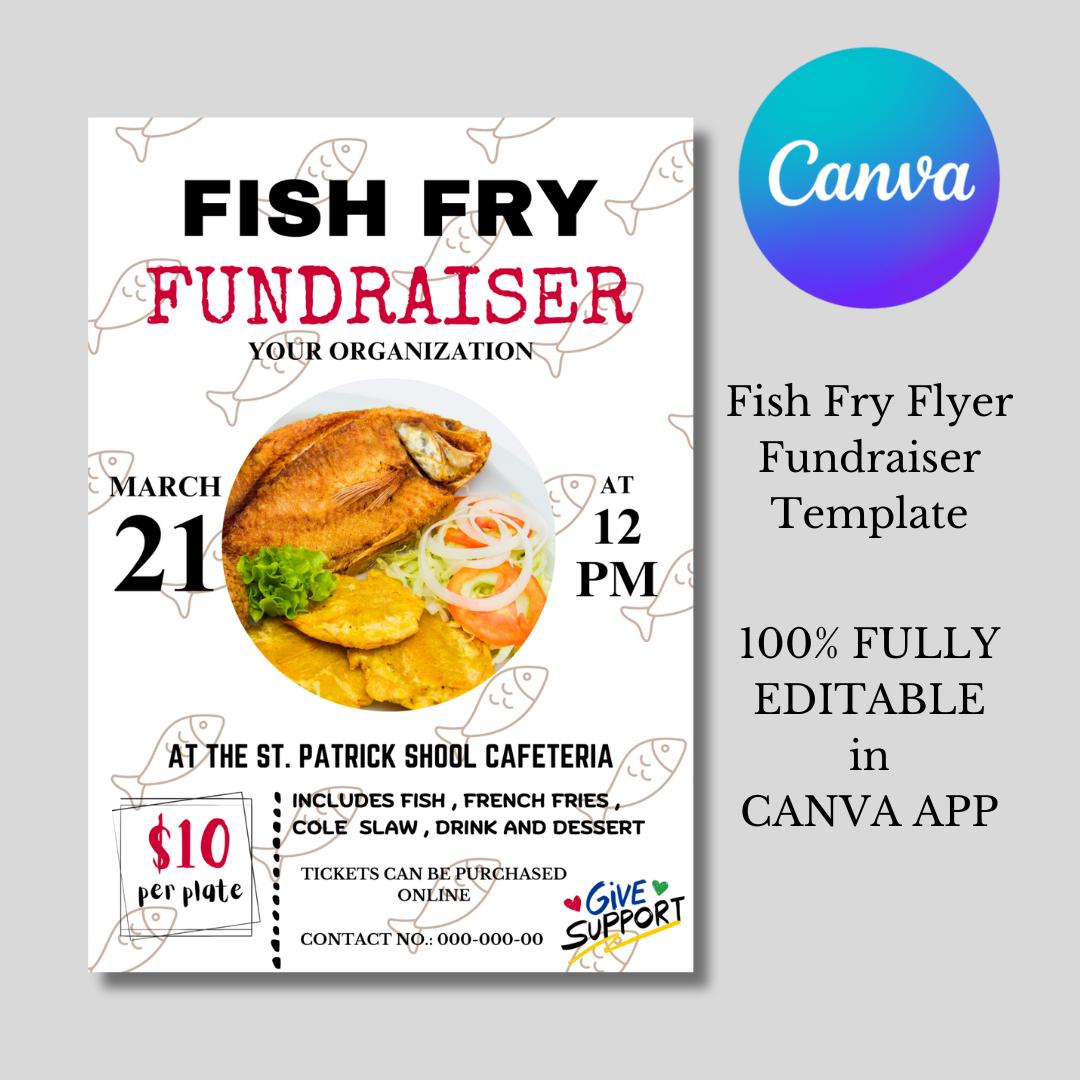 Fish Fry Fundraiser Flyer: Editable Canva Template - Etsy