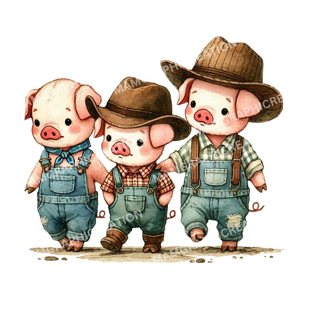 Three Little Pig PNG , Three Farmer Pig , Three Little Pig Story ...