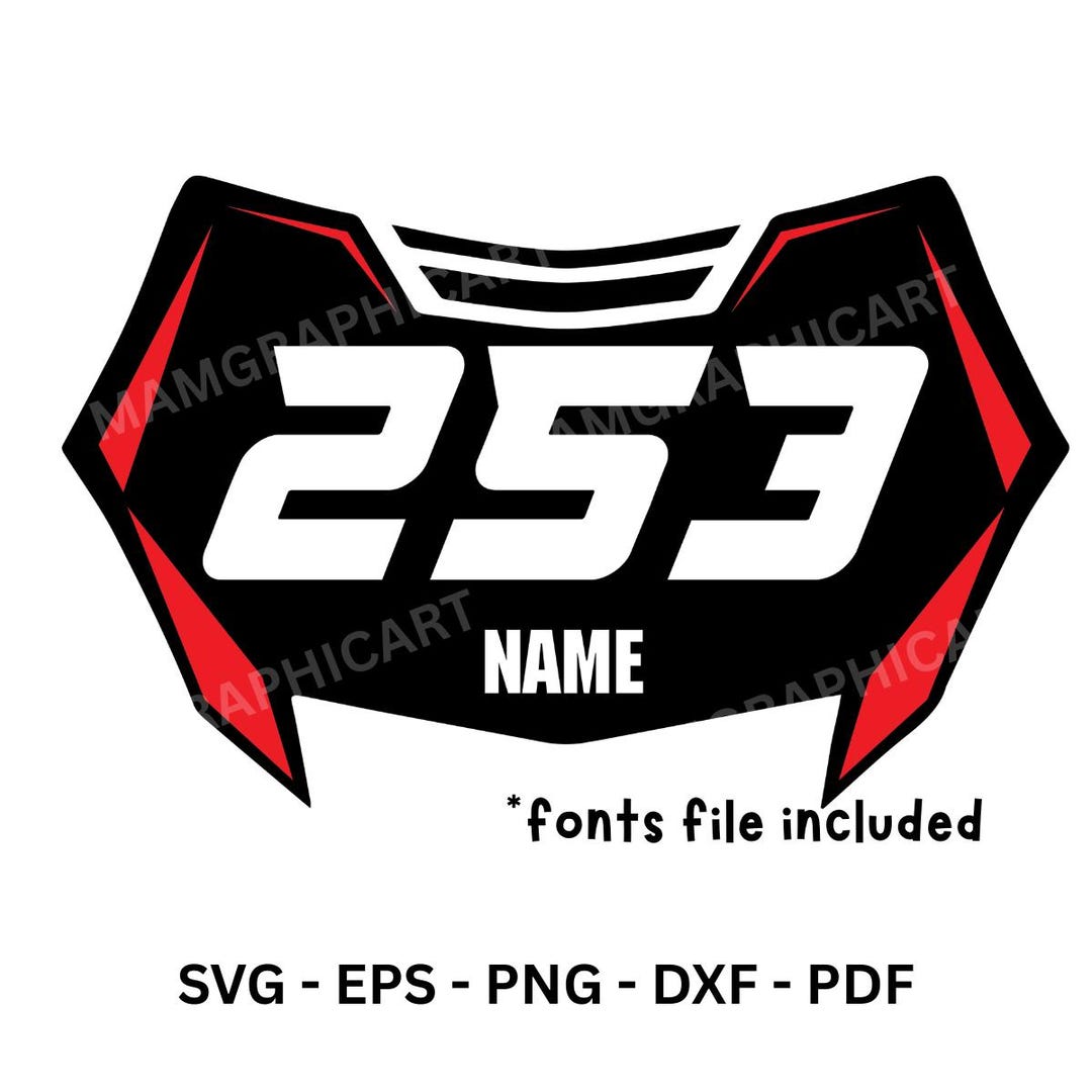 Custom Dirt Bike Number Plate SVG - Motocross Number Decal Template ...