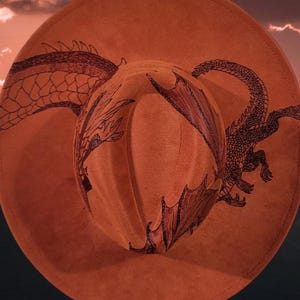 Thorn- Dragon Hat, Handburned Wide Brim Fedora - Etsy