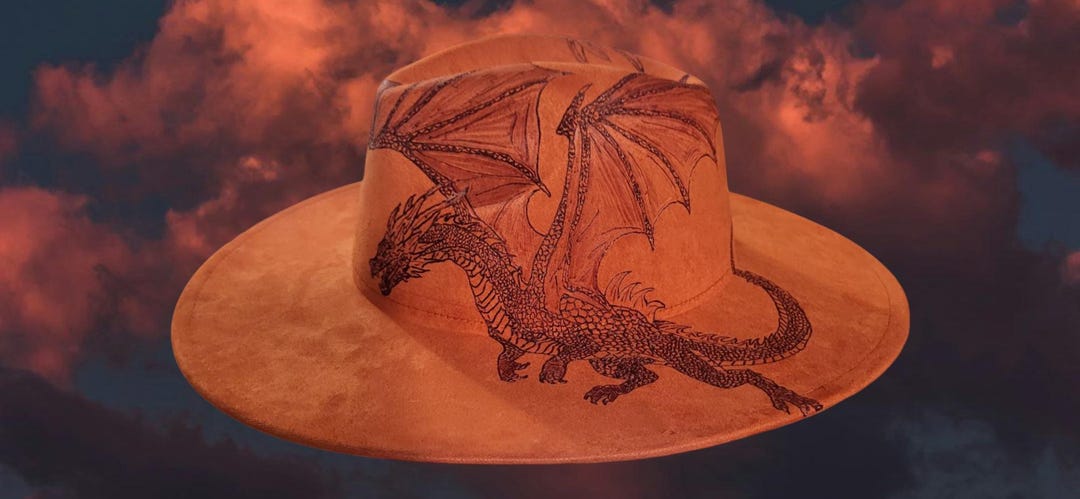 Thorn- Dragon Hat, Handburned Wide Brim Fedora - Etsy