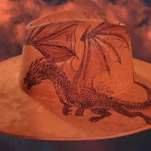 Thorn- Dragon Hat, Handburned Wide Brim Fedora - Etsy
