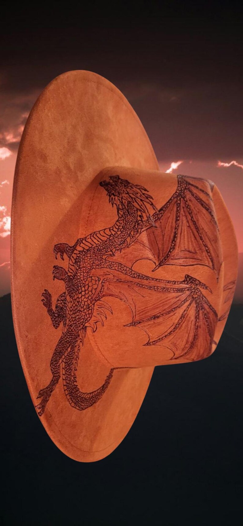 Thorn- Dragon Hat, Handburned Wide Brim Fedora - Etsy