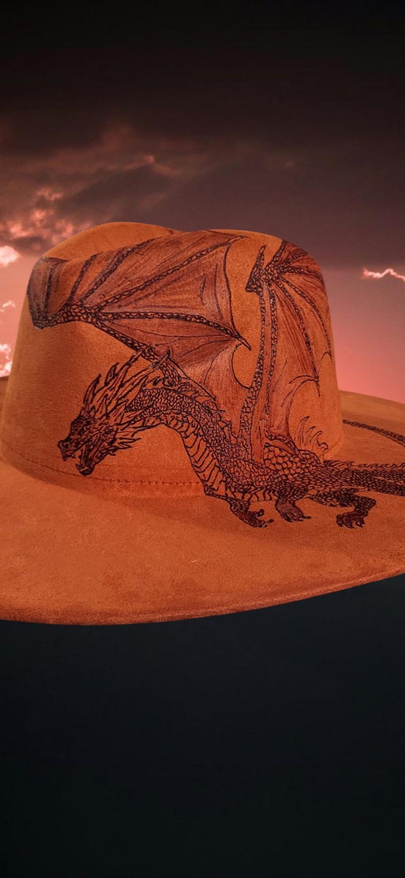 Thorn- Dragon Hat, Handburned Wide Brim Fedora - Etsy