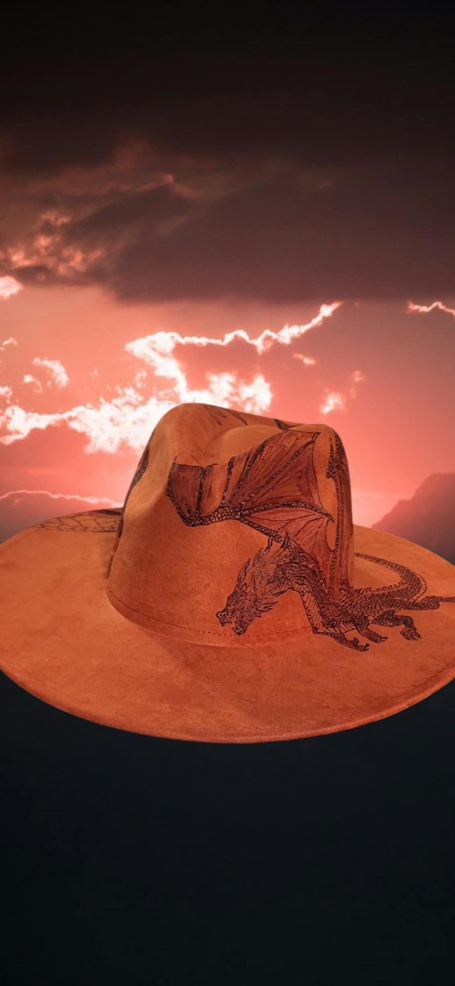 Thorn- Dragon Hat, Handburned Wide Brim Fedora - Etsy