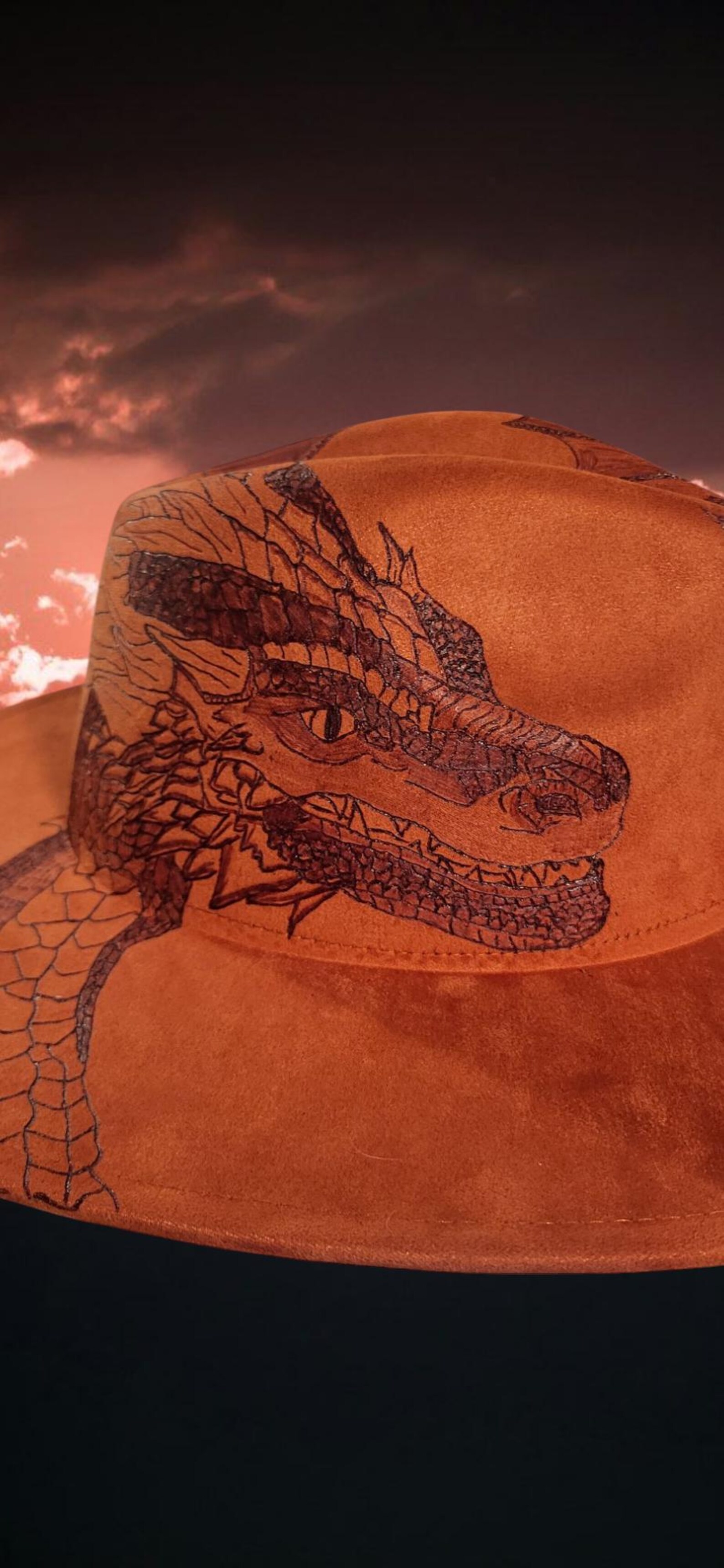 Thorn- Dragon Hat, Handburned Wide Brim Fedora - Etsy