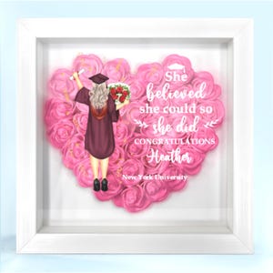 Custom Rose Heart Shadow Box for Graduation Shadow Flower Box Grad ...