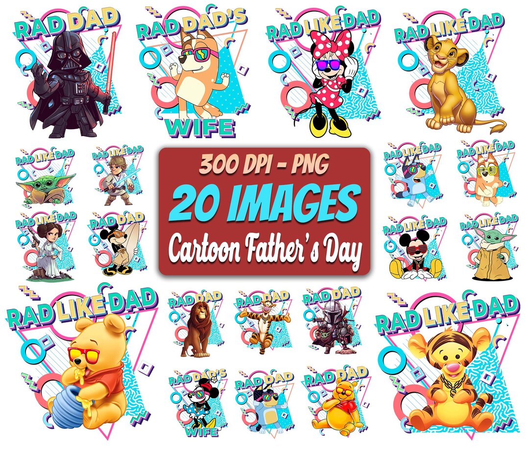 20 Designs Rad Like Dad Cartoon Bundle Png, Happy Father's Day Png ...