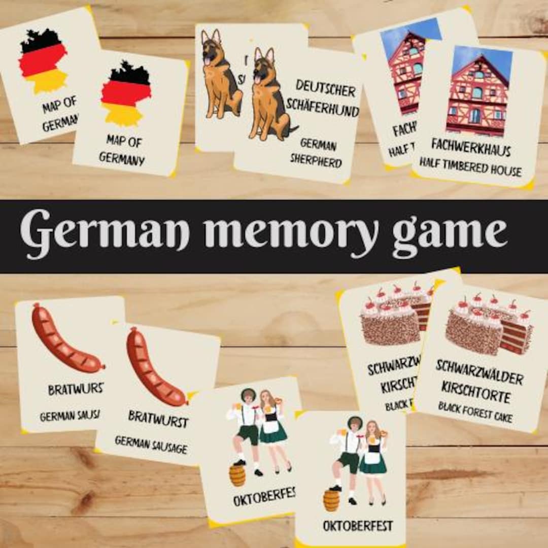 Printable Memory Game German Style | Learn English - German in a ...
