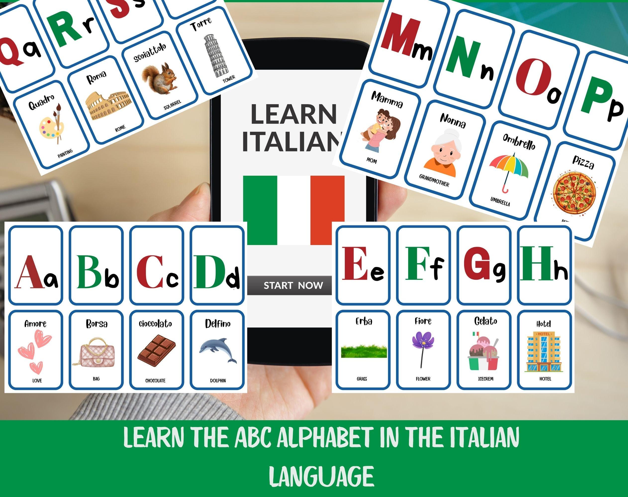 Italian Flashcards for Kids - Learn Abc Alphabet- Bilingual Educational ...