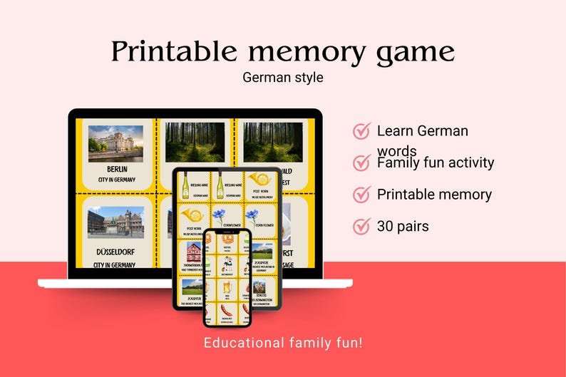 Printable Memory Game German Style | Learn English - German in a ...