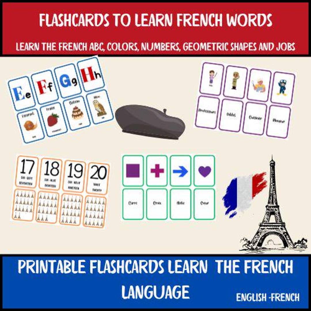 French Flashcards for Kids - Educational Printable Cards - Learn French ...