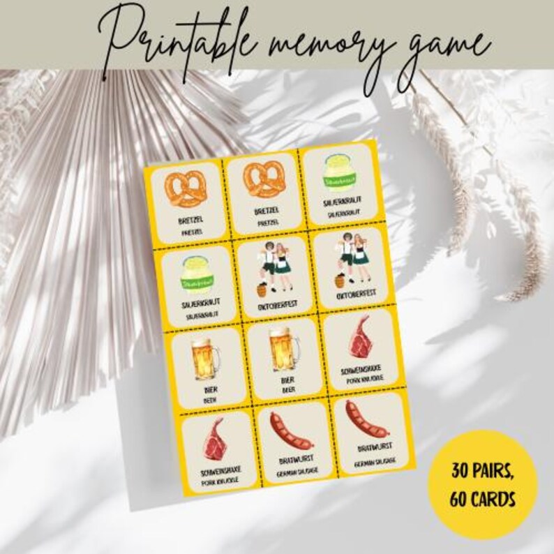 Printable Memory Game German Style | Learn English - German in a ...