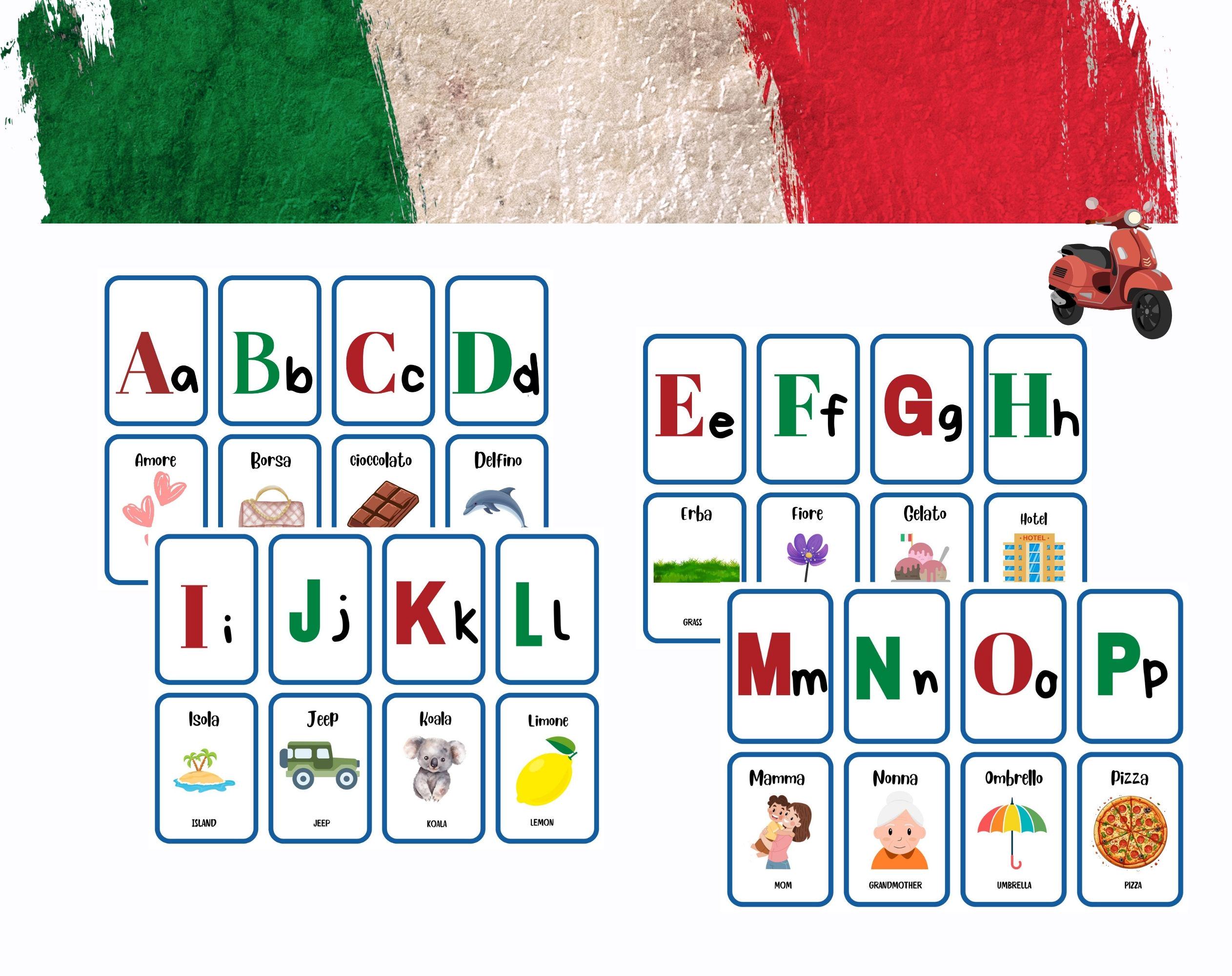 Italian Flashcards for Kids - Learn Abc Alphabet- Bilingual Educational ...