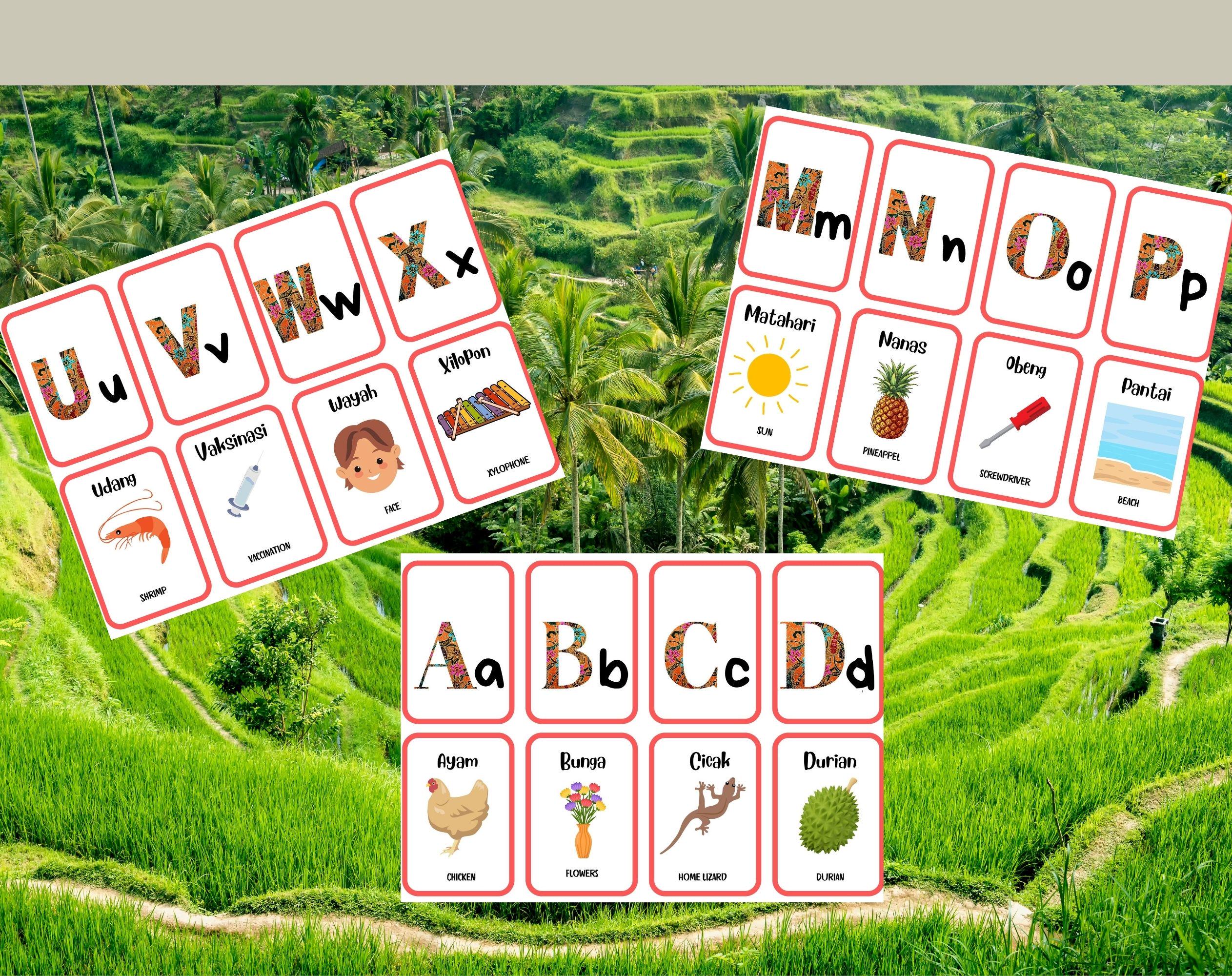Indonesian ABC Flashcards - Learn the Alphabet - Educational Tools for ...