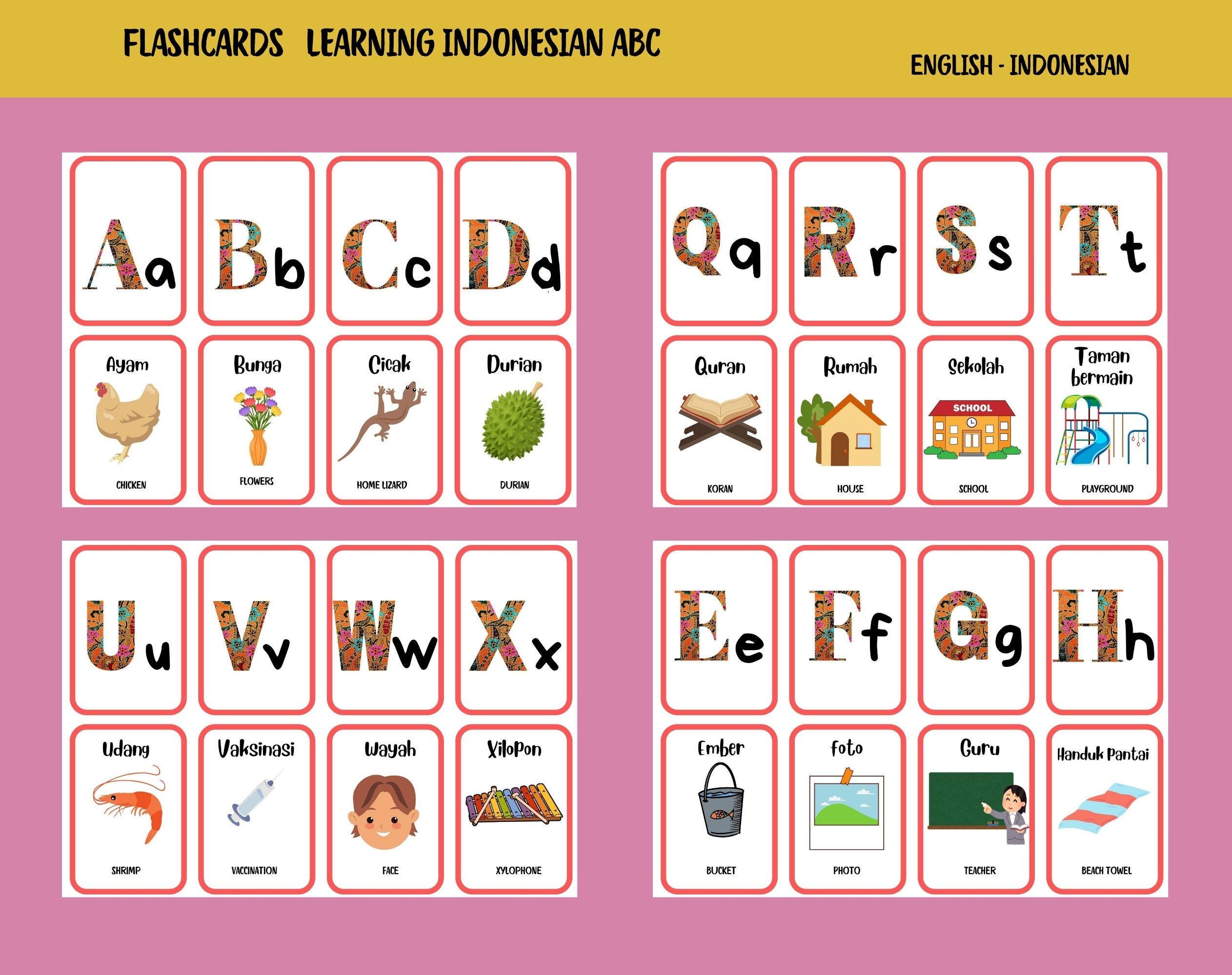 Indonesian ABC Flashcards - Learn the Alphabet - Educational Tools for ...