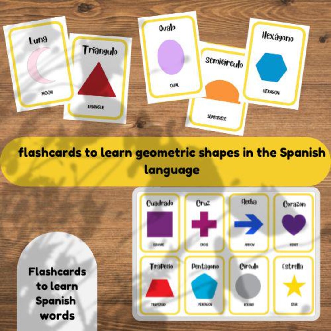 Flashcards Spanish for Kids, Bilingual Learning Tools, Printable ...