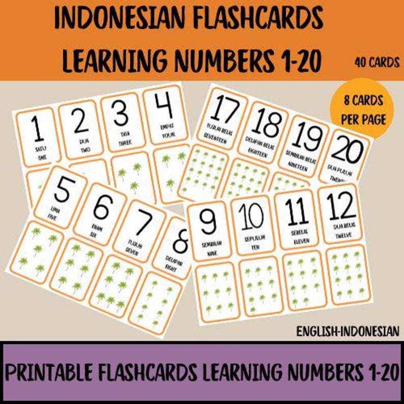Printable Indonesian Flashcards - Montessori Learning - Digital ...