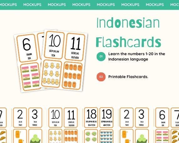 Flashcards Indonesian, Printable Learning Tools, Bilingual Vocabulary ...